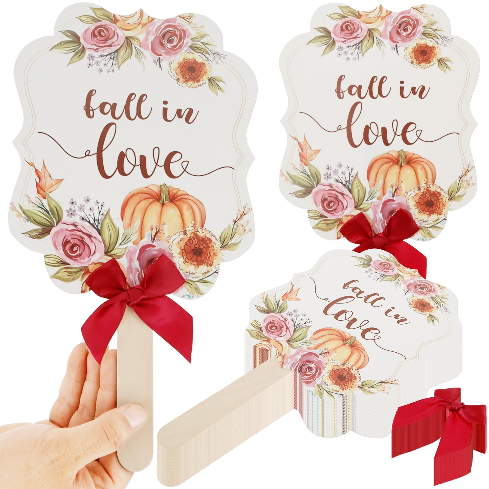 Toorise 50 Pcs Wedding Fans for Guest Handheld Wedding Favor Fans ...