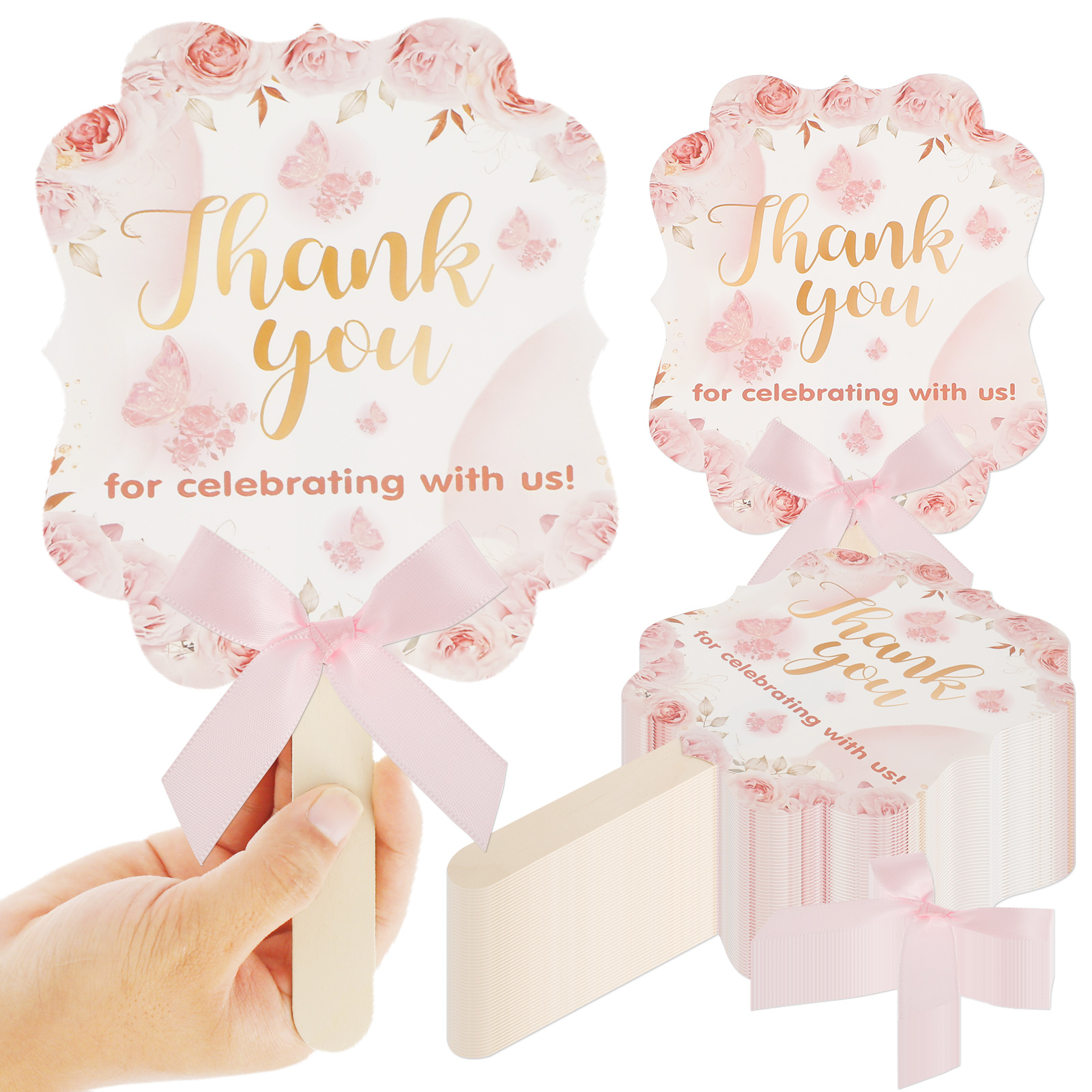 Toorise 50Pcs Wedding Hand Fans Handheld Wedding Favor Fans for Guests ...