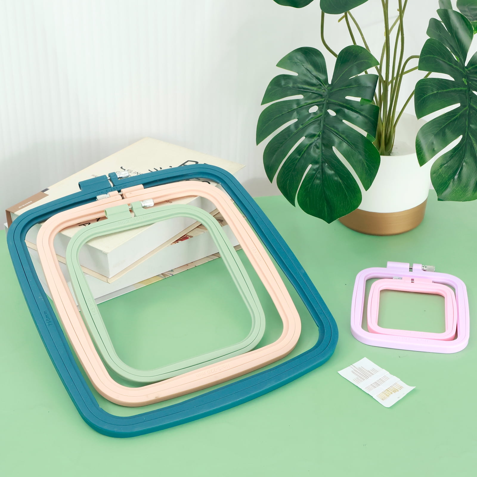 Toorise 5Pcs Square Embroidery Hoops with 16 Needles Assorted Color ...