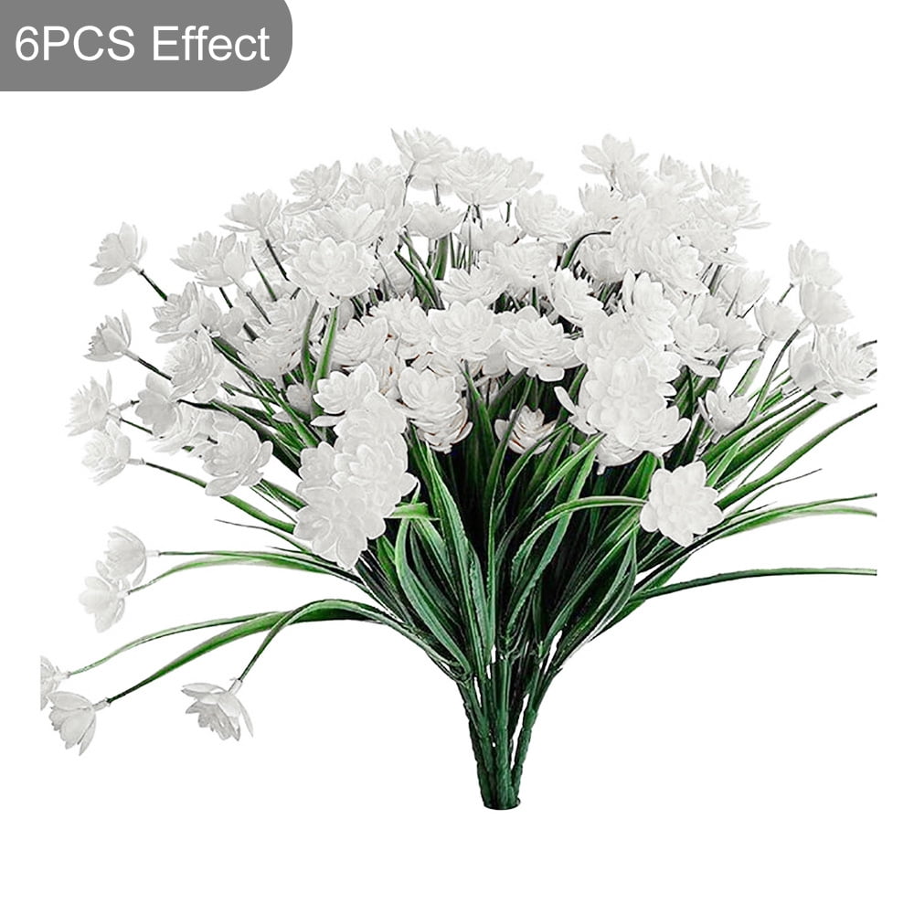 Toorise 6 Bundles Artificial Flowers Faux Plastic Plants Greenery ...