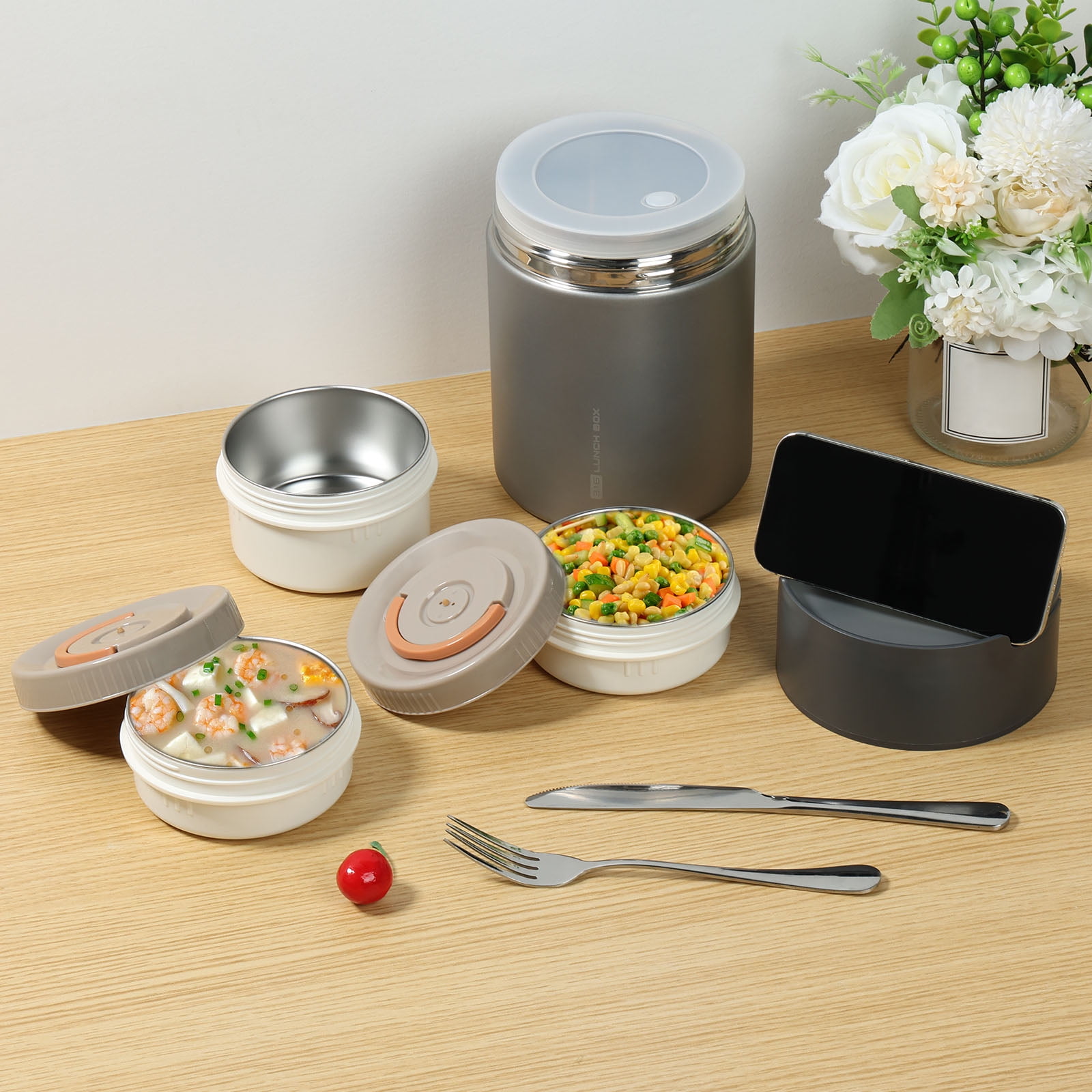 Toorise 60oz Thermos for Hot Food 3 Layer Single Stackable Food ...