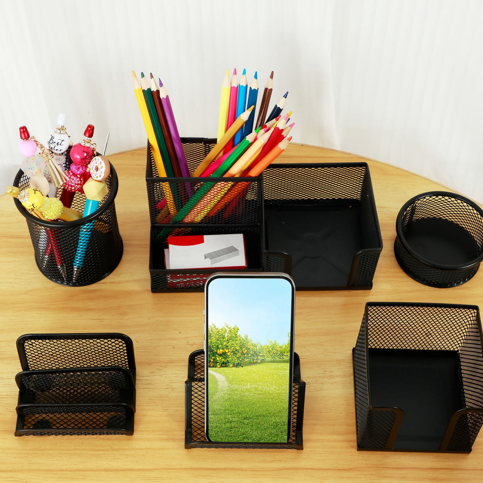 JTWEB 6Pieces Mesh Pen Holder Mesh Desk Pen Organizer Set Includes 3 ...