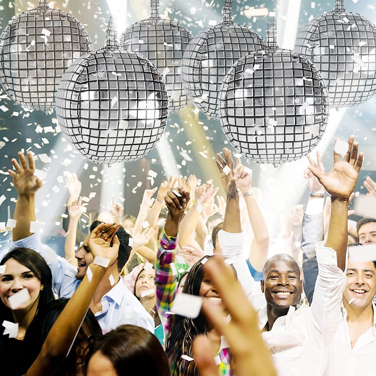 Toorise 7 Pieces 4D Disco Ball Balloon Aluminum Foil Reusable 360 ...