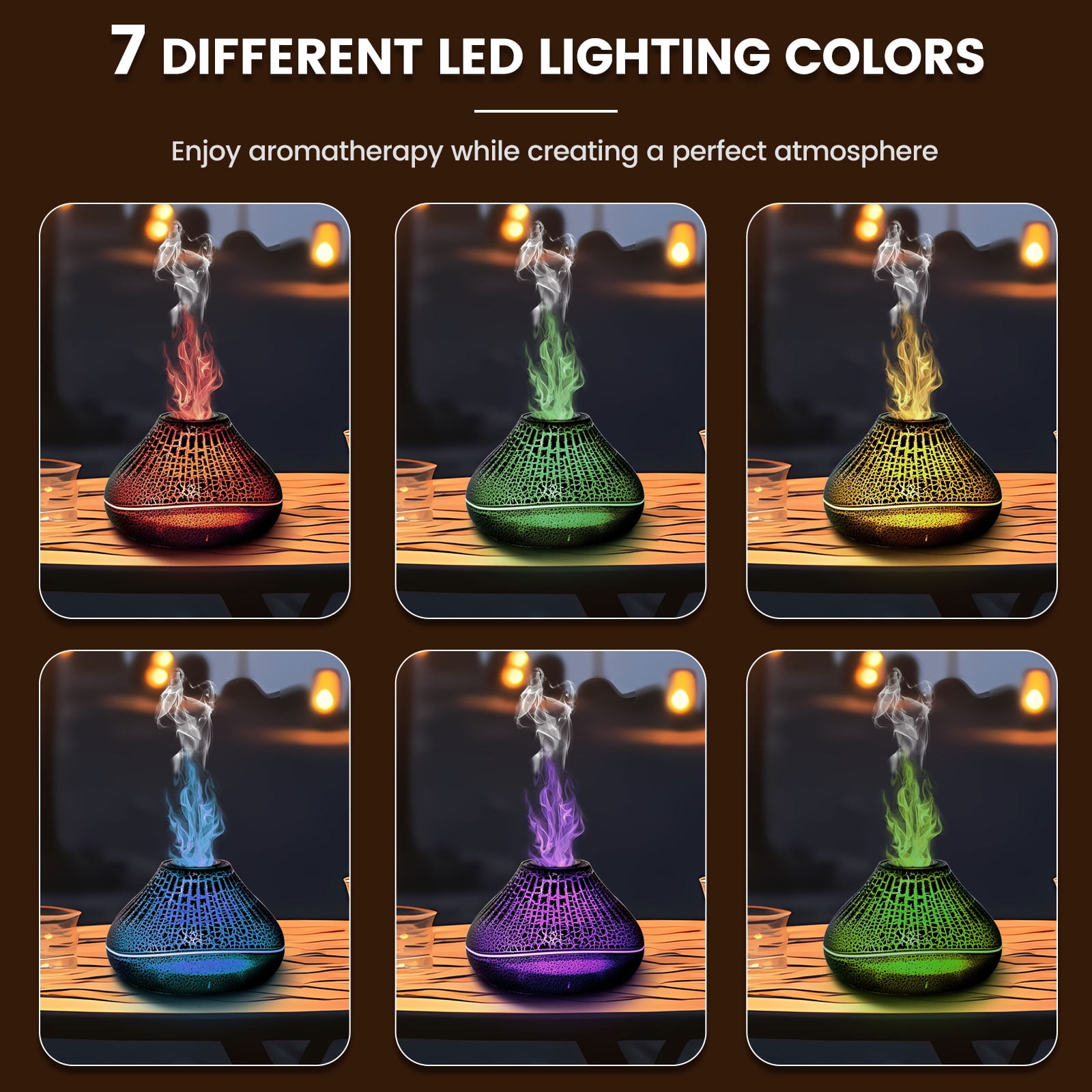 Aromatherapy Machine Volcano Diffuser Simulated Flame Seven Color Crack ...