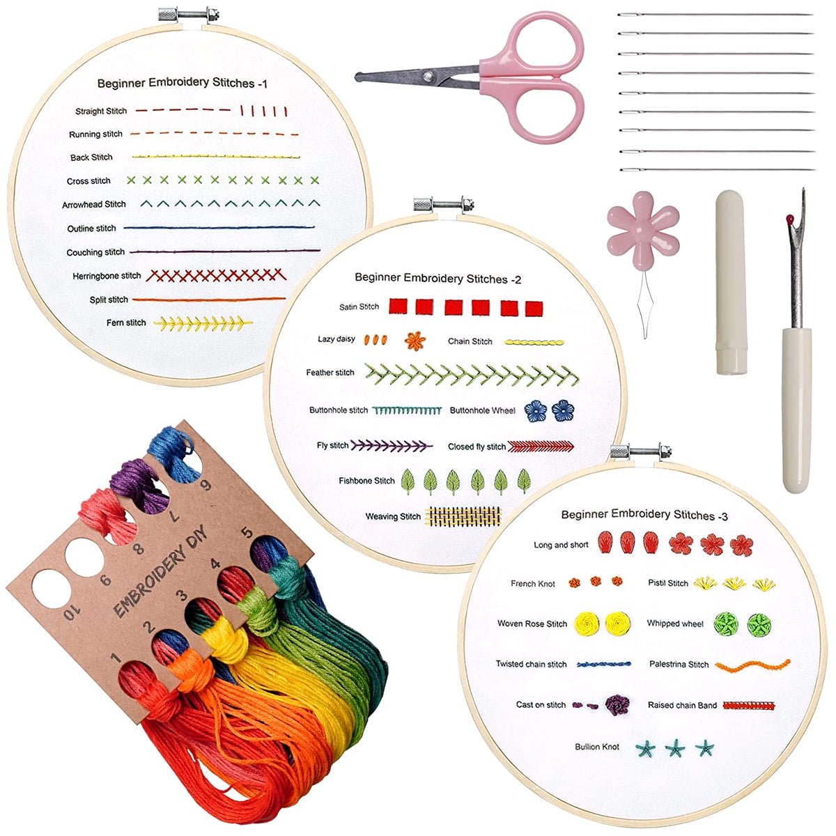 Toorise DIY Embroidery Stitch Practice kit Handmade Embroidery Starter ...