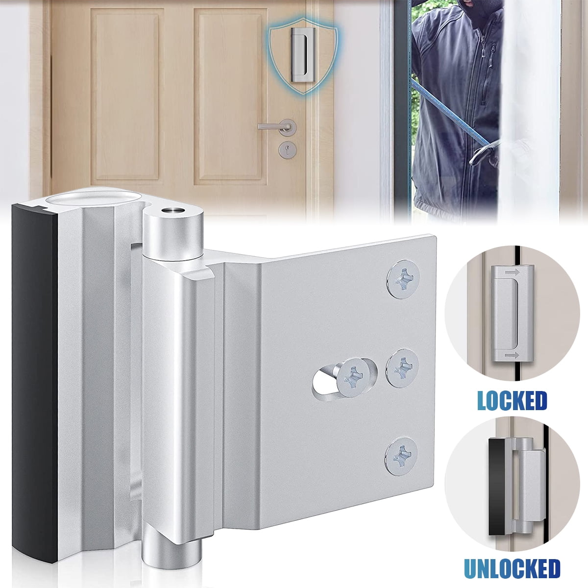 Toorise Door Reinforcement Lock,3 inch Sturdy Home Security Door Lock ...