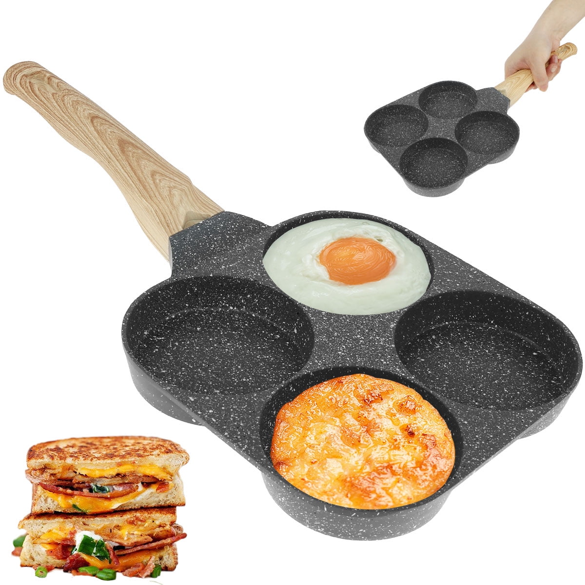 Toorise Egg Frying Pan Aluminum 4-Cup Non Stick Egg Cooker Pan Healthy ...