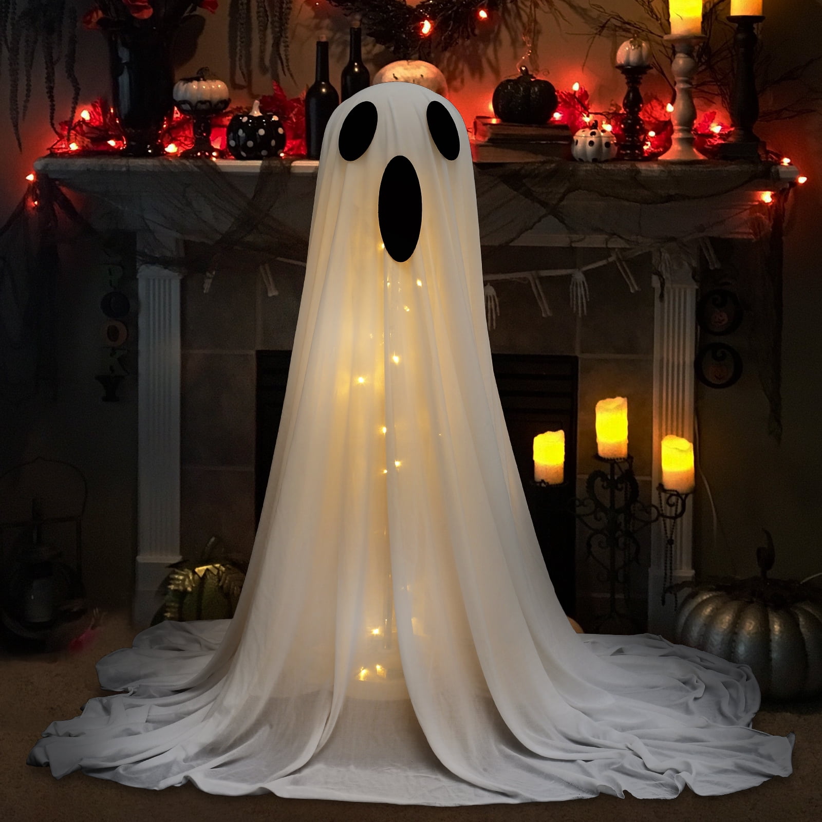 Toorise Ghost Halloween Decoration Standing Lighted White Cloth Ghosts ...