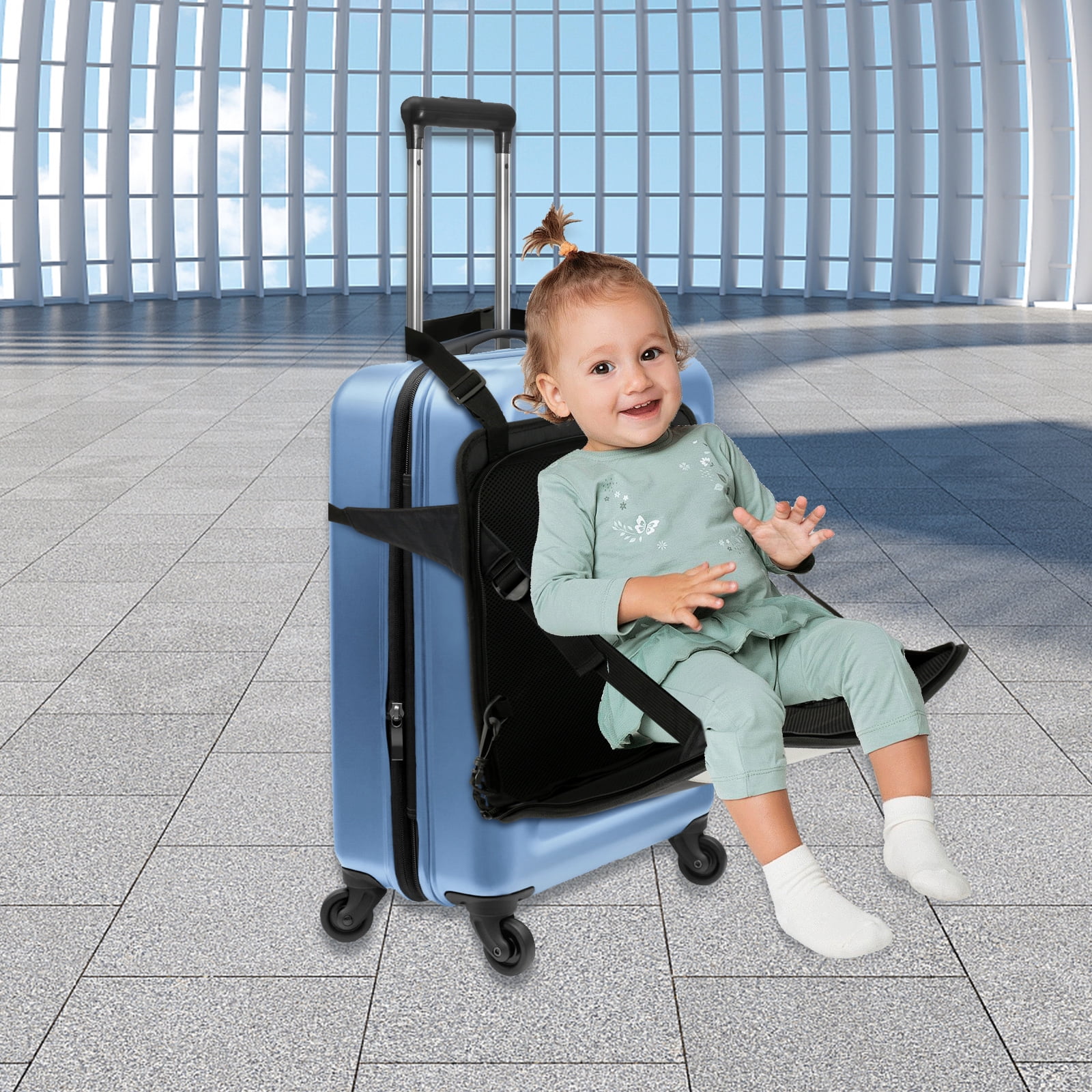 Toorise Kids Travel Seat with Seat Belt Portable Travel Seat Folding ...