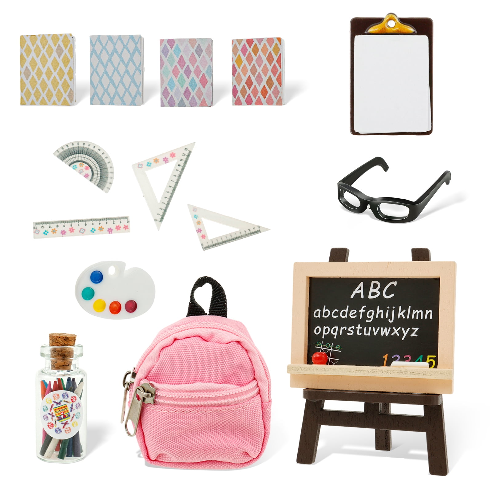 Toorise Mini School Supplies for Dolls Creative Doll House School ...