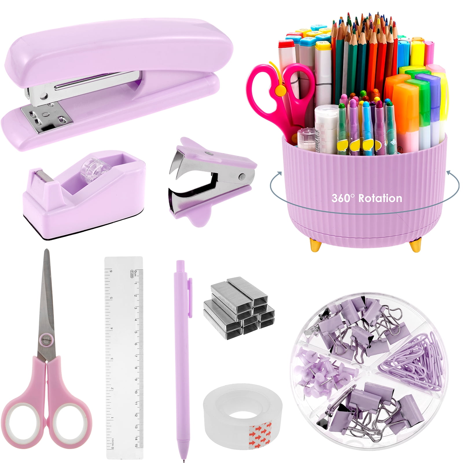 Toorise Office Supply Set Convenient Stapler and Tape Dispenser Set ...
