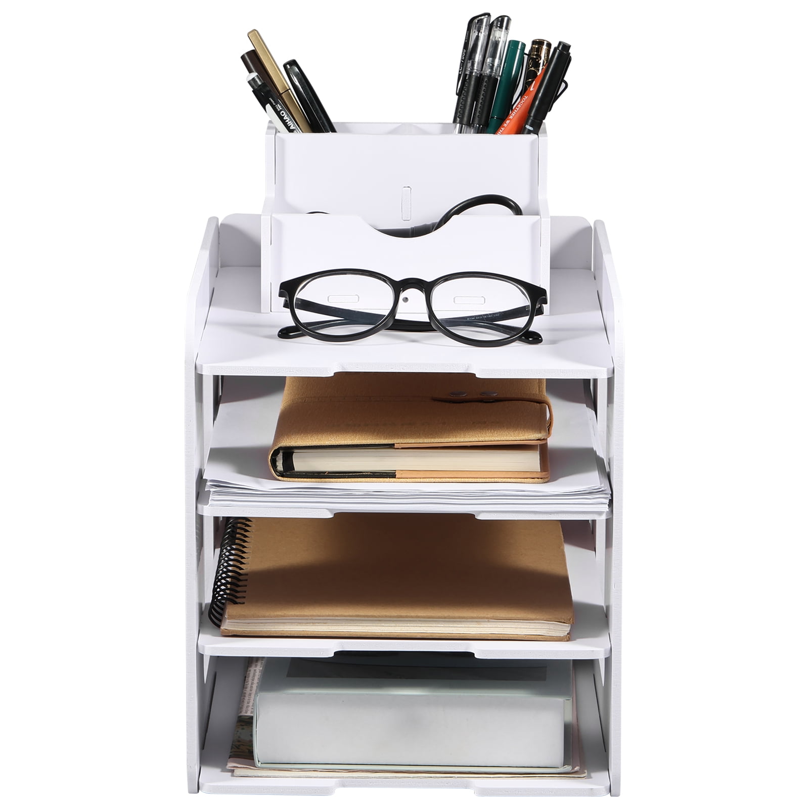 Toorise PVC Paper Storage Holder Multi Tier File Organizer Notched ...