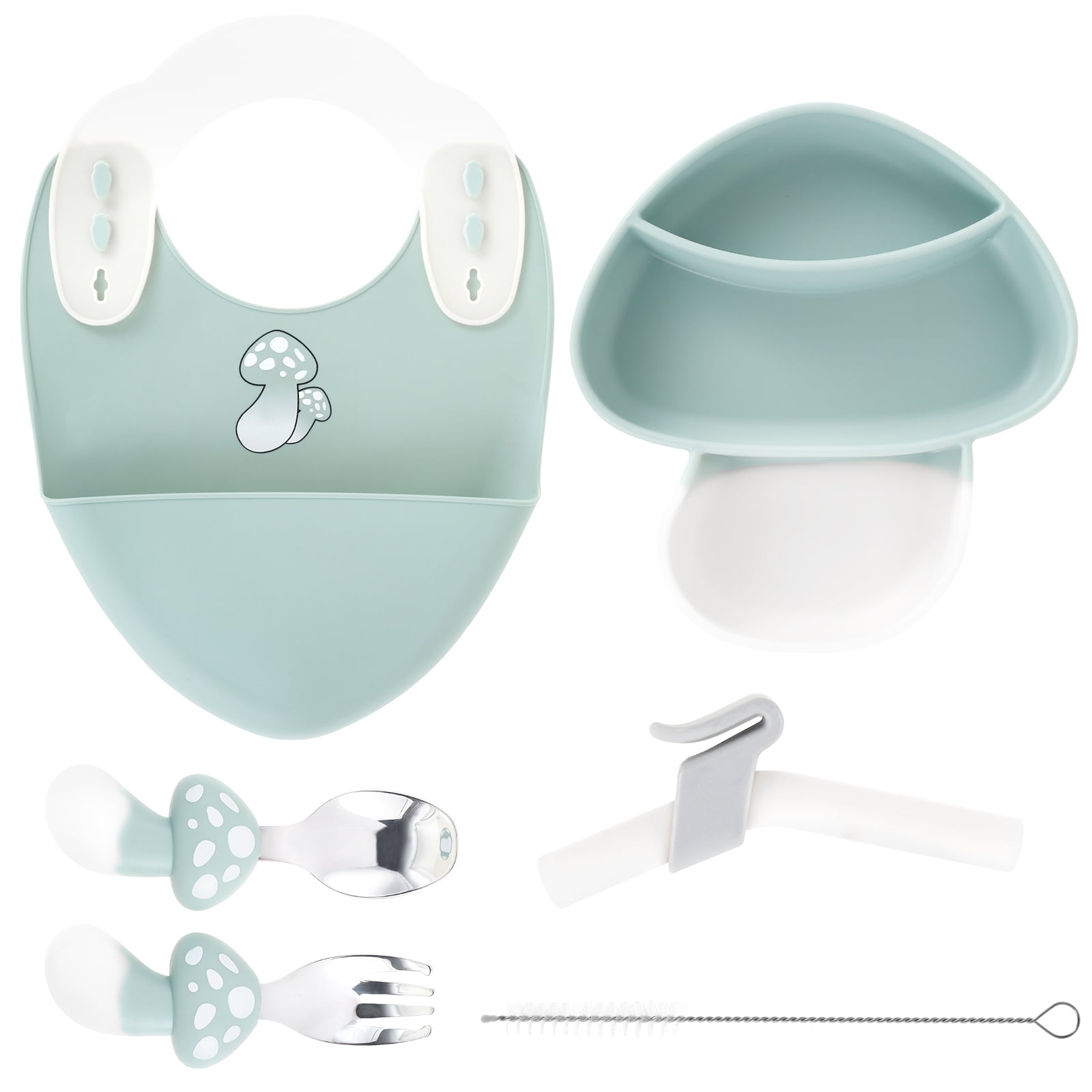 Toorise Pack of 6 Silicone Baby Feeding Set Mushroom Baby Led Weaning ...
