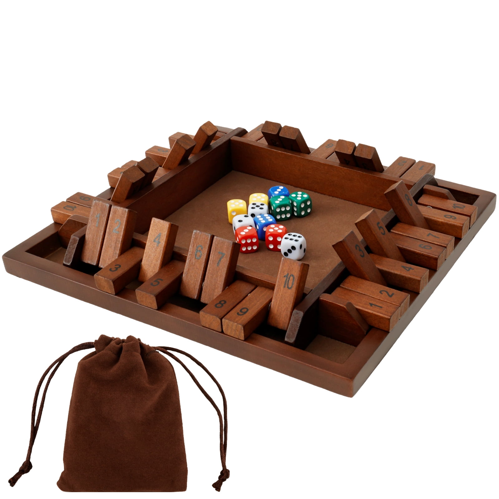 Toorise Shut the Box Game for Learning Addition Classic 4 Way Wood Shut ...