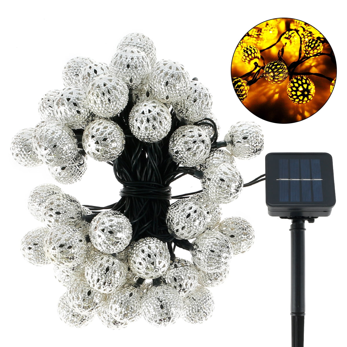 Toorise Solar String Lights Solar Globe Fairy String Light 23 Ft 50 LED ...