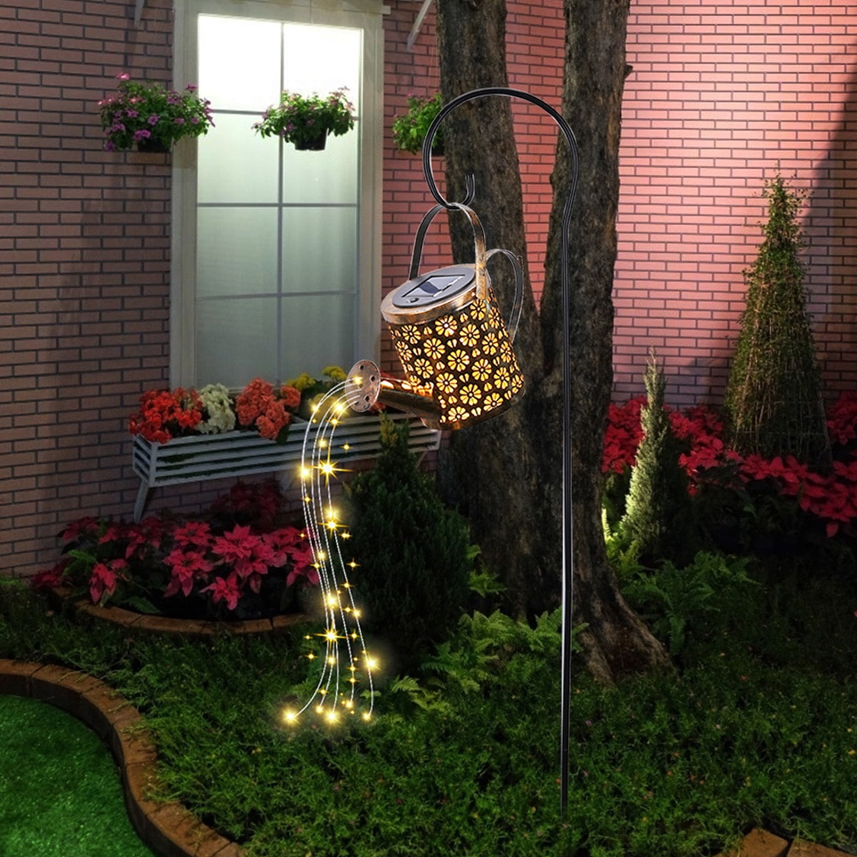 Toorise Solar Watering Can Lamp Hanging LED Waterfall Watering Can Art ...