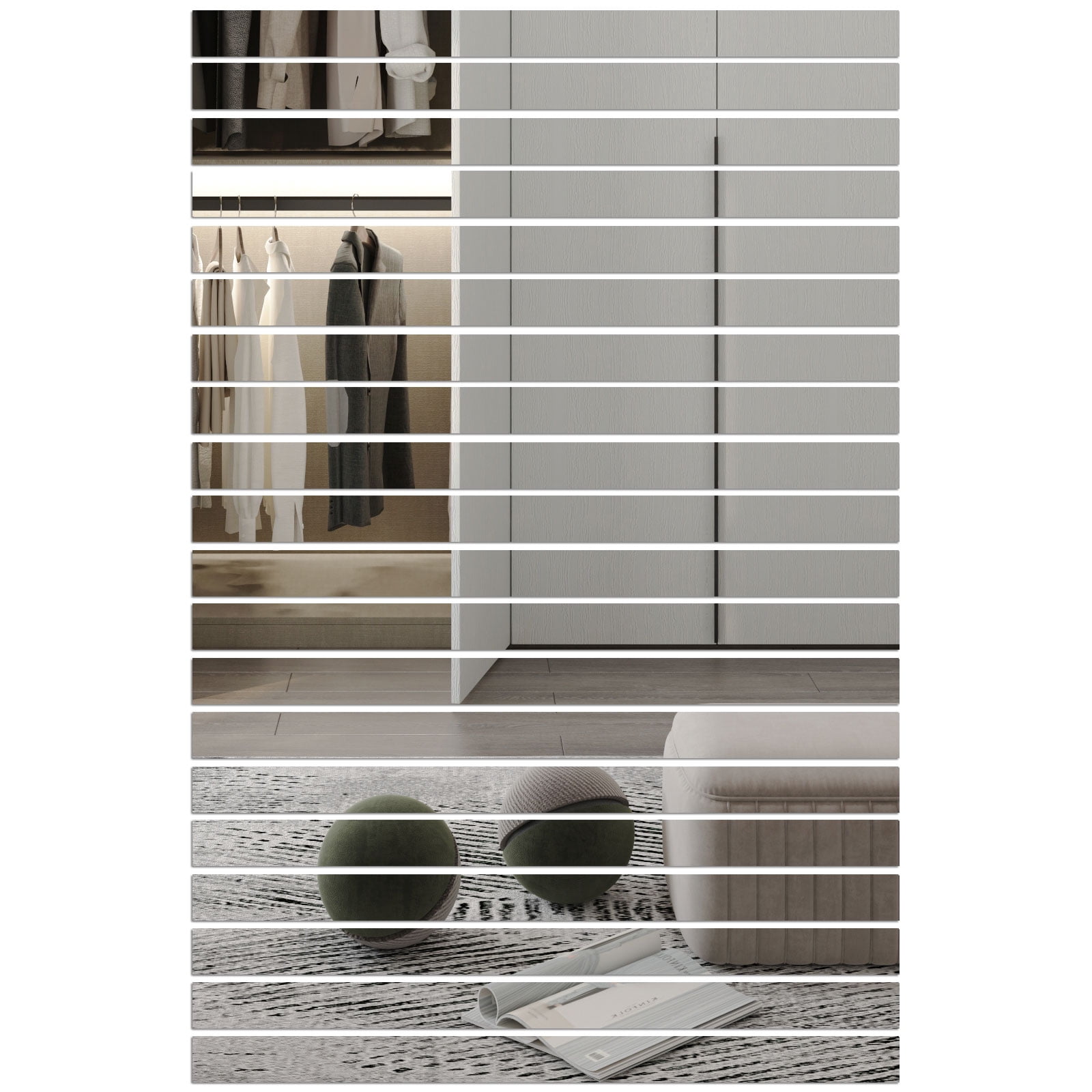 Toorise Striped Mirror Stickers Smooth Pretty Silver Acrylic Mirror ...