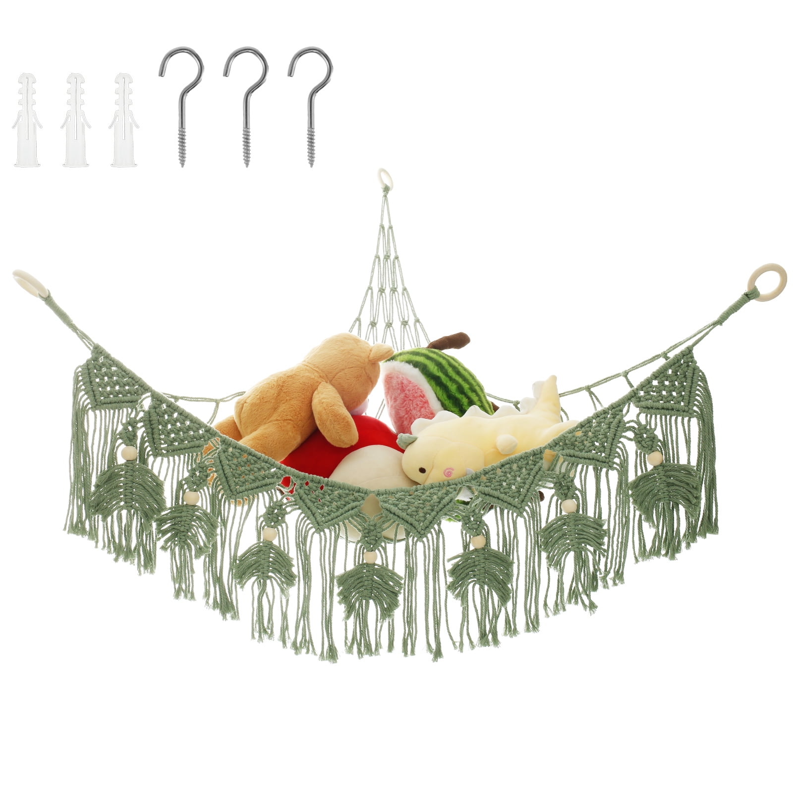 Toorise Stuffy Hammock Cotton Rope Stuffed Animal Toy Hammock Large ...