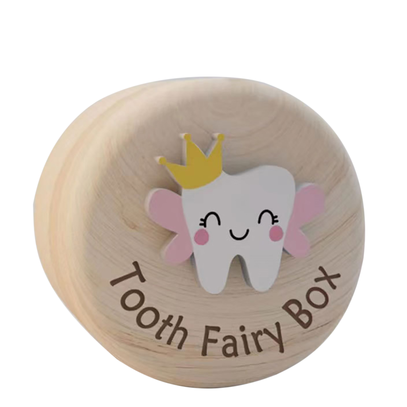 Tooth Box For Kids Cute Cartoon Round Wooden Storage Box Dropped First ...