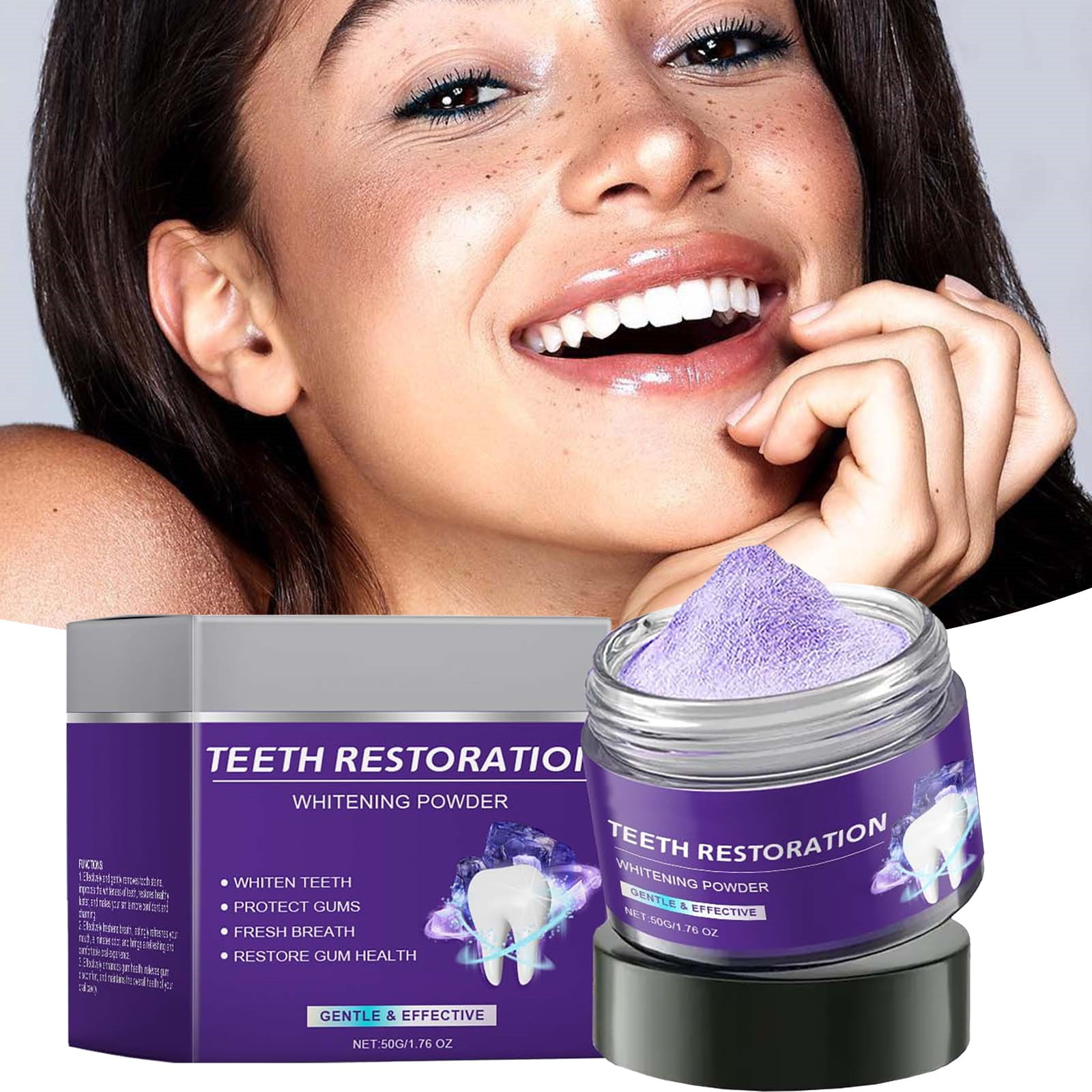 Tooth Care Purple Tooth Powder Tooth Cleaning Powder Gum Fresh Breath ...