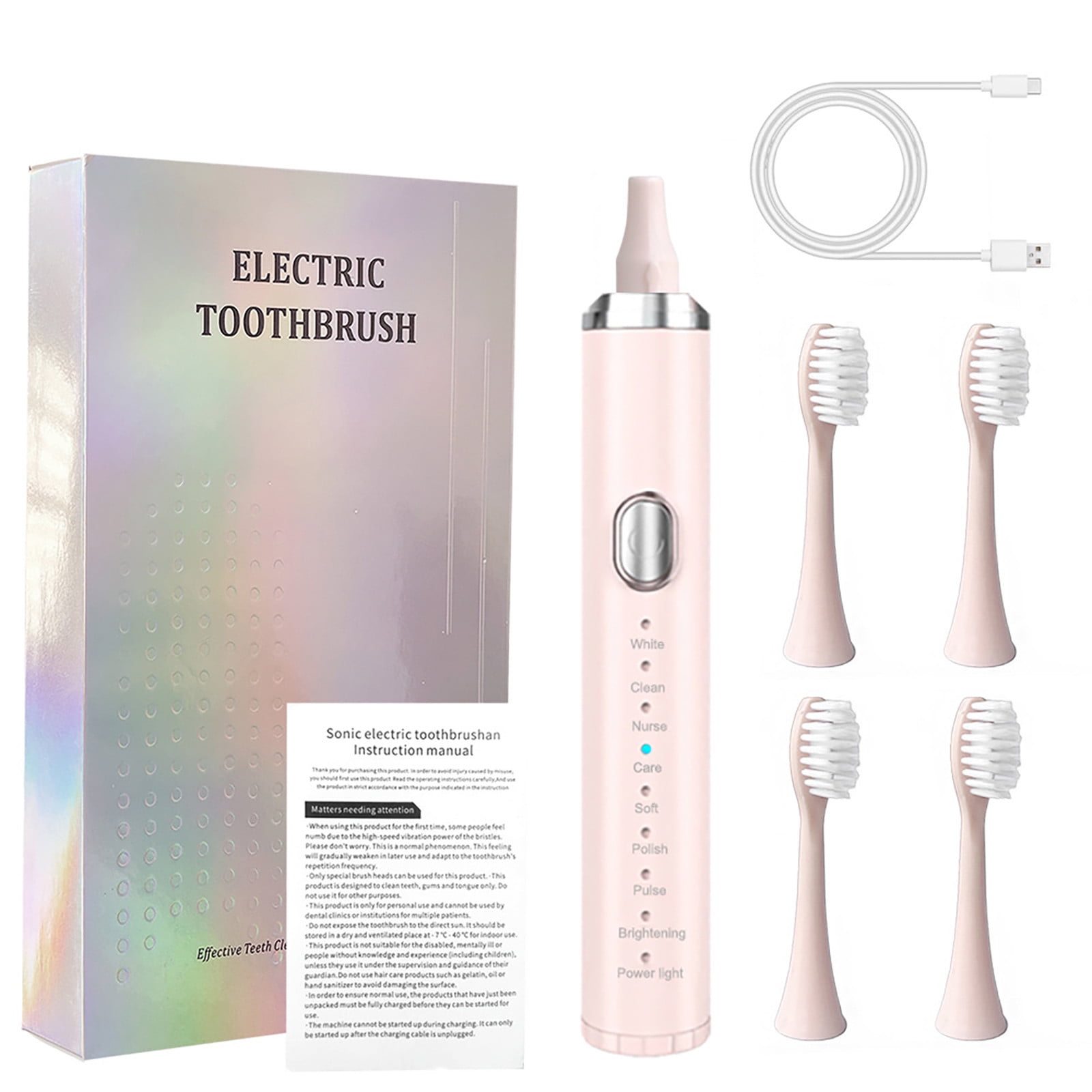 Tooth Care Rechargeable Toothbrush for Adults with 4 Brush Heads ...