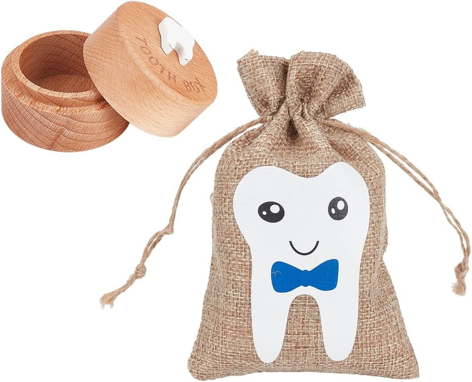 Tooth Fairy Box First Tooth Keepsake Box with Blue Baby Tooth Bags ...