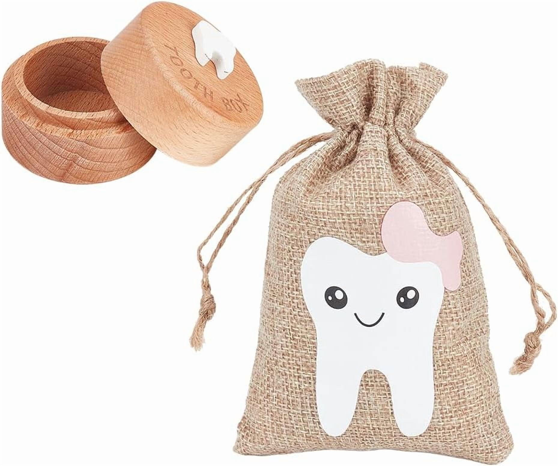 Tooth Fairy Box First Tooth Keepsake Box with Pink Baby Tooth Bags ...