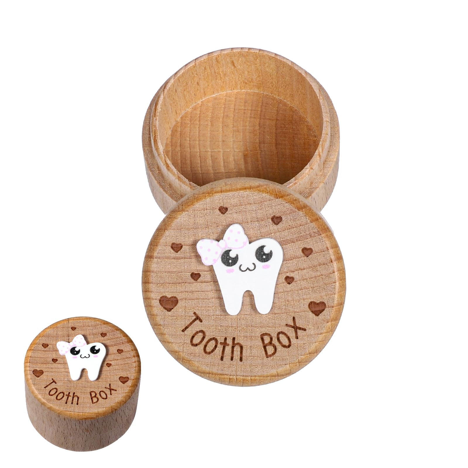 Tooth Fairy Box for Girls, 3D Carved Wooden Lost Tooth Holder, Baby ...