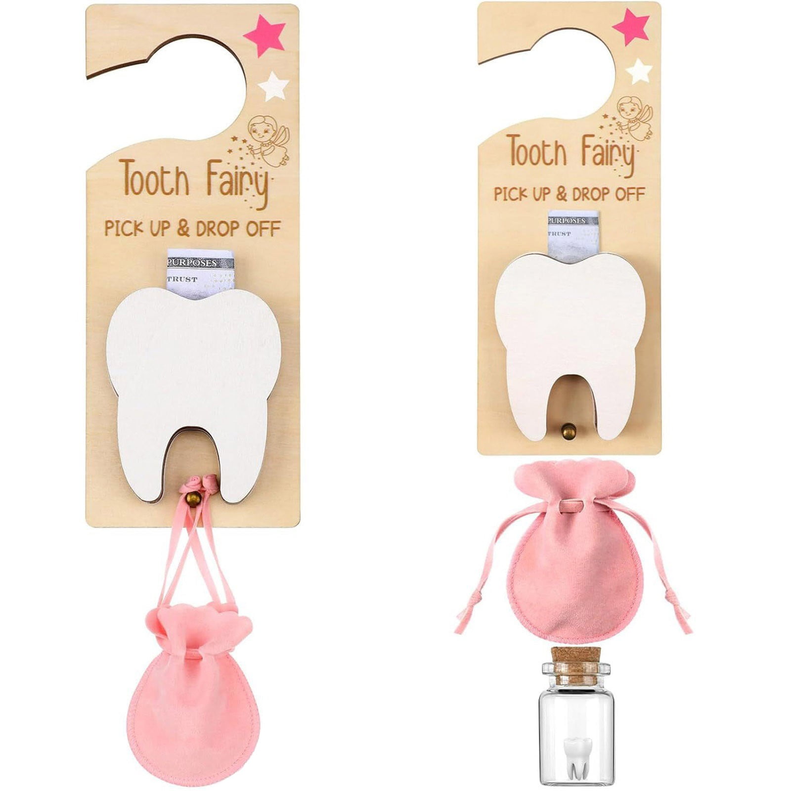 Tooth Fairy Holder Bag Hanger with Money Slot,Tooth Fairy Tooth Holder ...