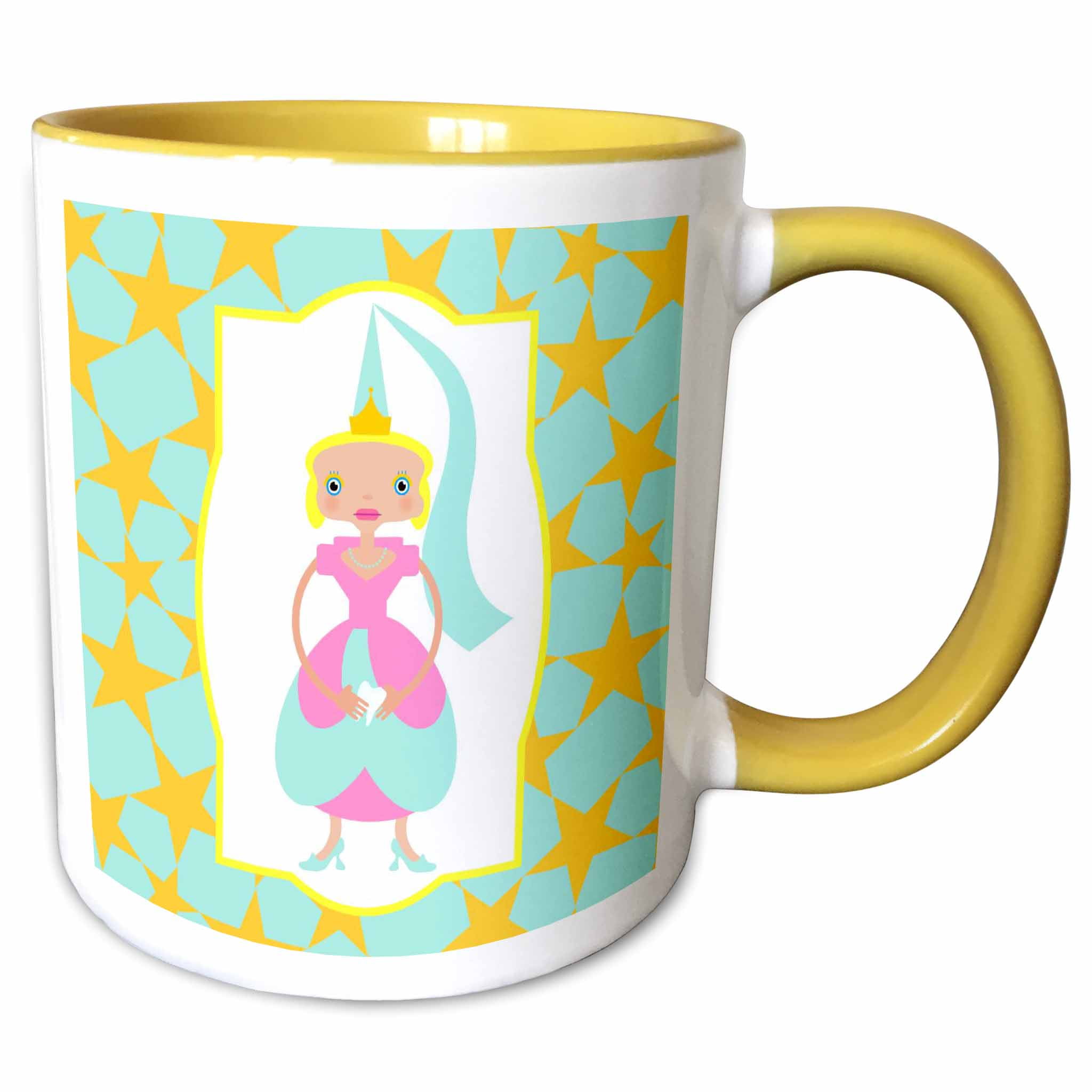 3drose, Tooth Fairy Holding a Tooth Cartoon, 15oz Two-tone Yellow Mug ...