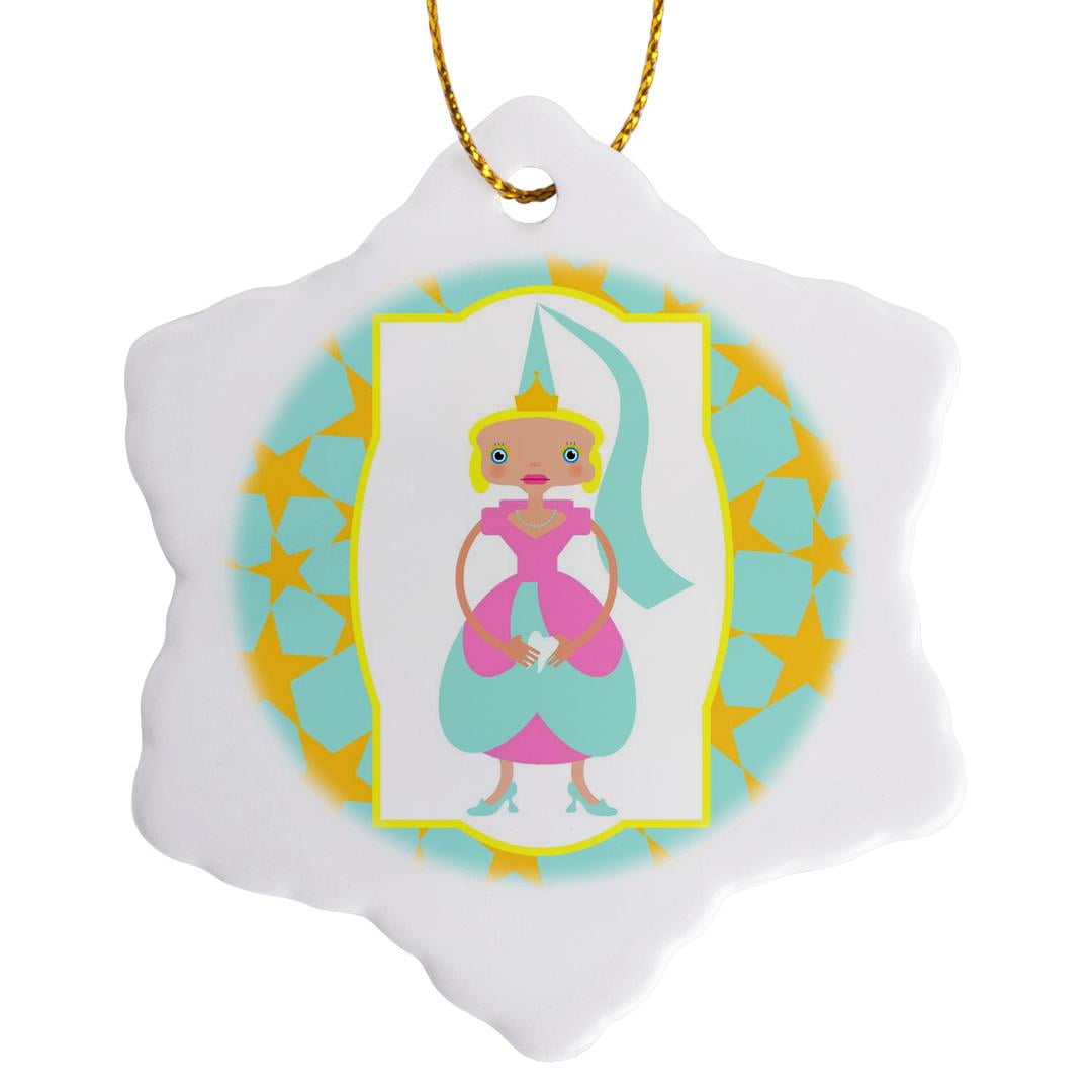3drose, Tooth Fairy Holding a Tooth Cartoon, 3 inch Snowflake Porcelain ...
