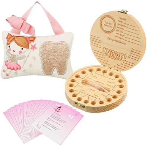 Tooth Fairy Kits Includes 3.9 x 5.9 Inch Cute Tooth Fairy Pillow Wooden ...