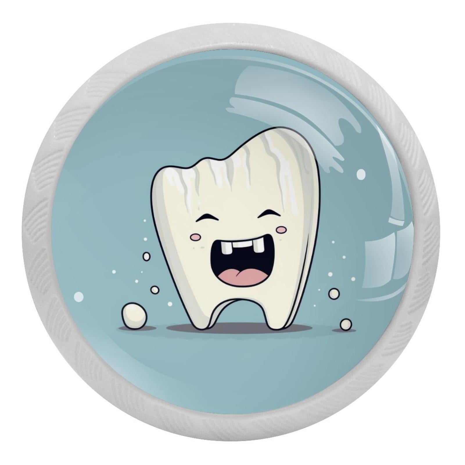 Tooth Fluorescent Drawer Pulls with Screws: Round 4-Pack of Glow-in-the ...