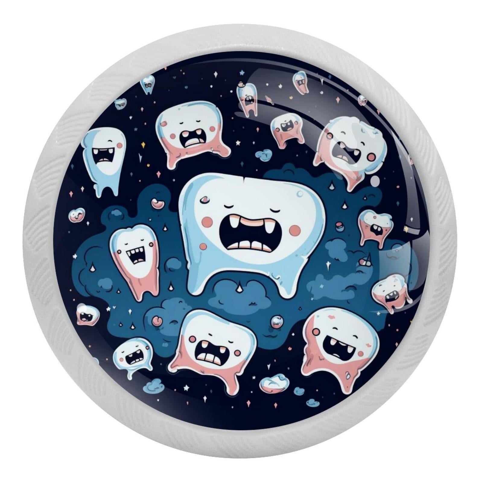 Tooth Fluorescent Glow-in-the-Dark Drawer Pulls: 4-Pack Round Knobs ...