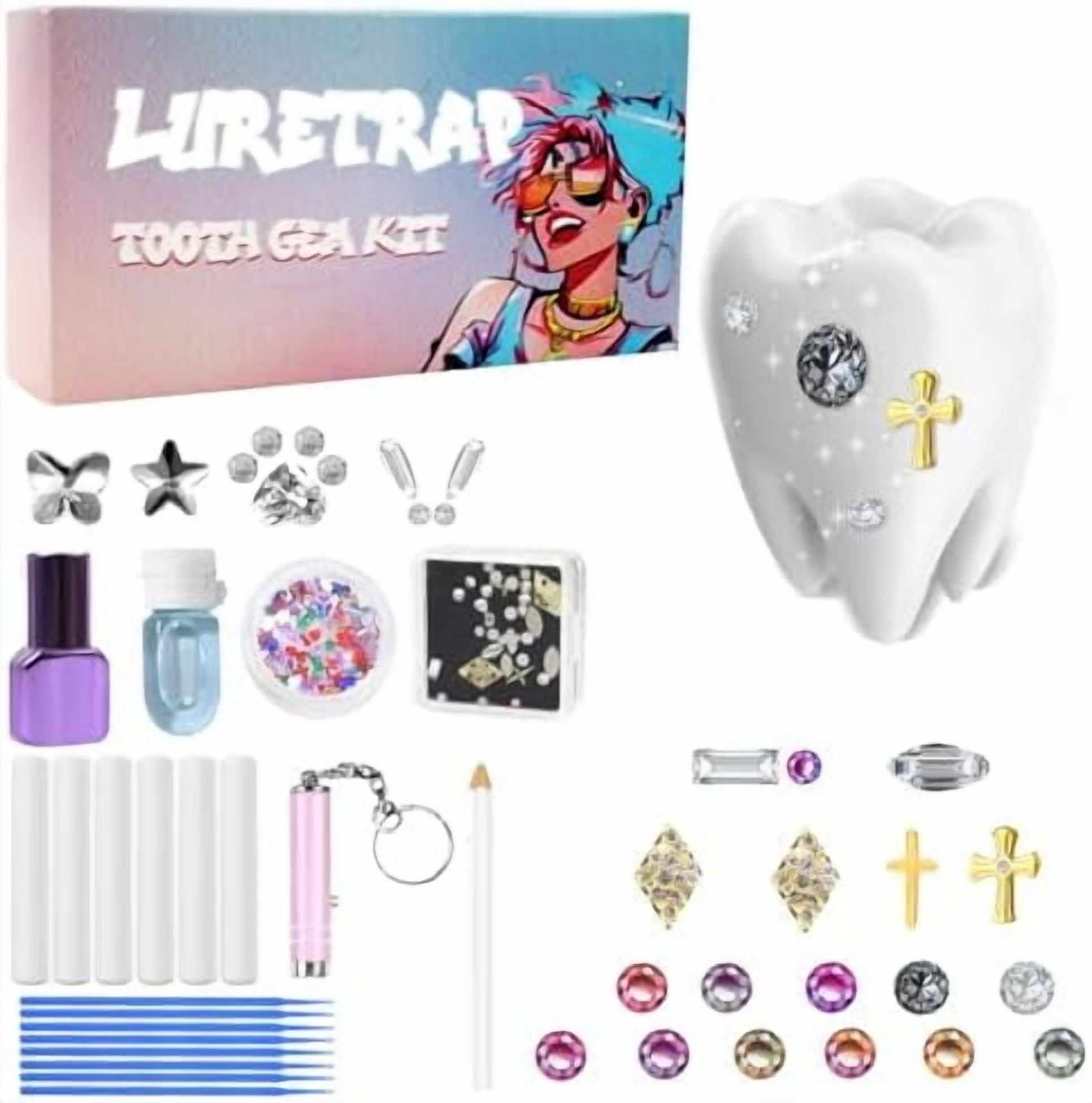 Tooth Gem Kit, 30 Sparkling Crystals with 100PCS Teeth DIY Crystals ...