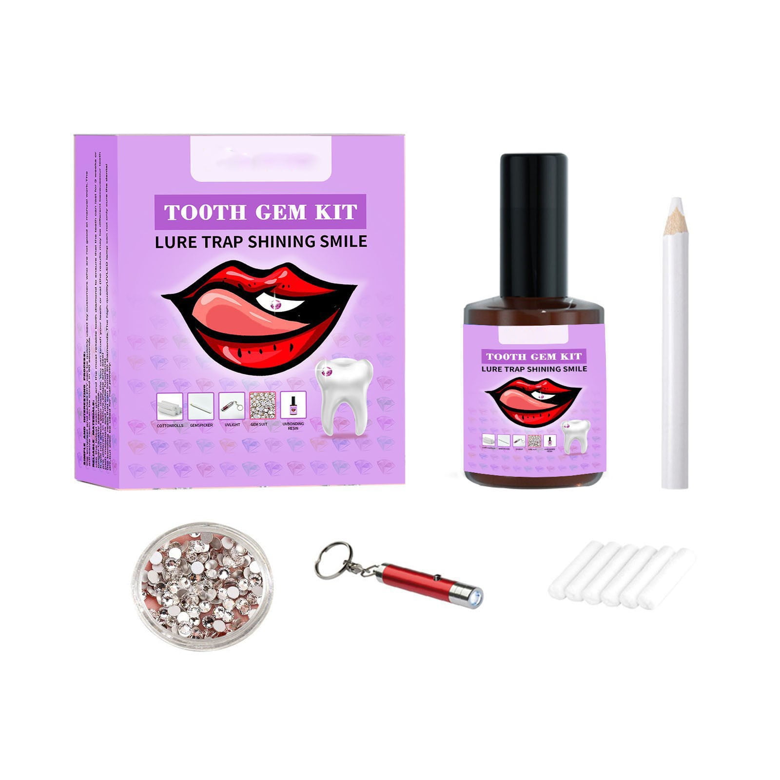 Tooth Gem Set White Tooth Jewelry Easy to Easy to Install Sturdy and ...