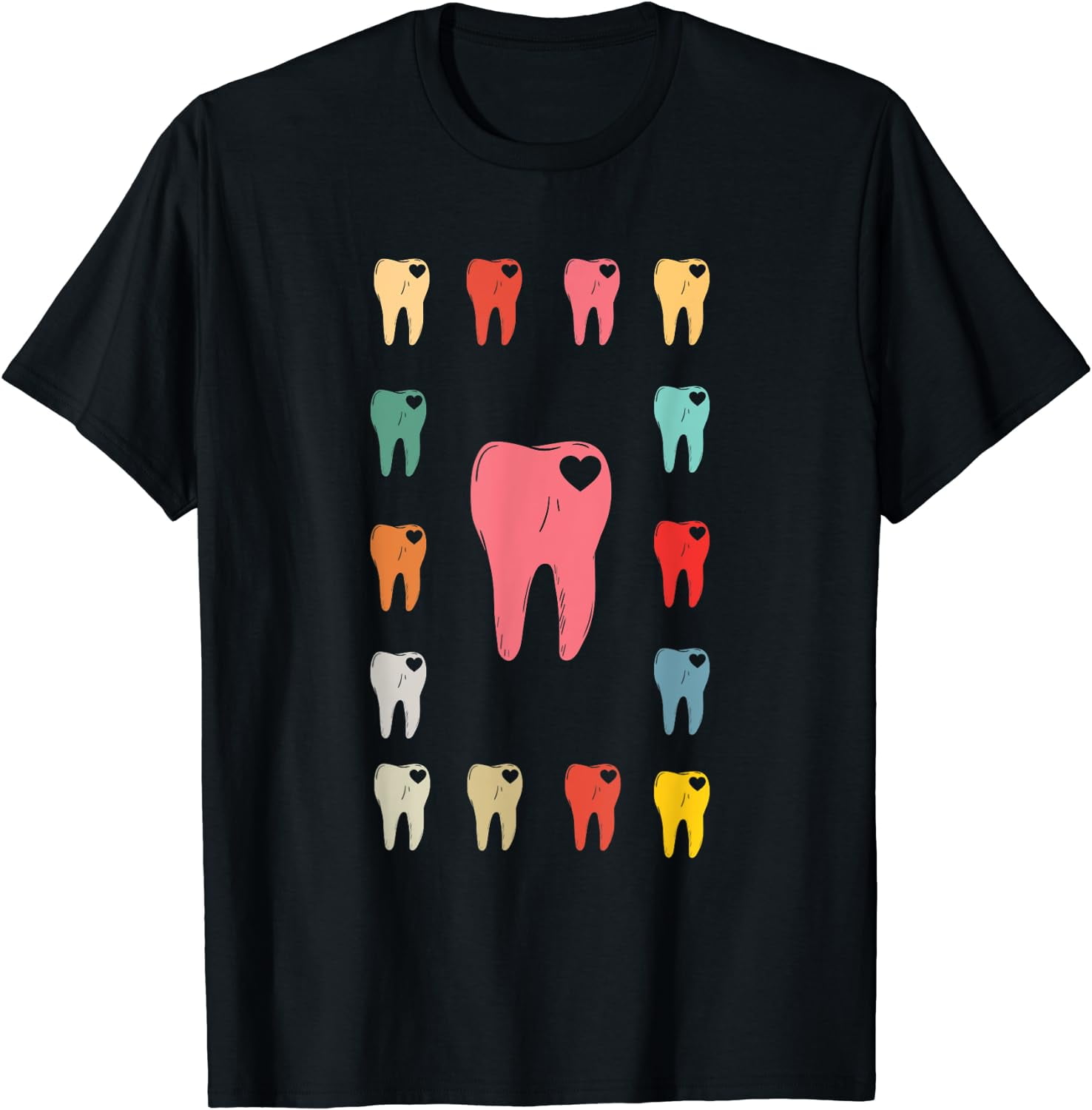 Tooth Heart Pattern Dental Assistant Hygienist Dentist Gift T-Shirt ...