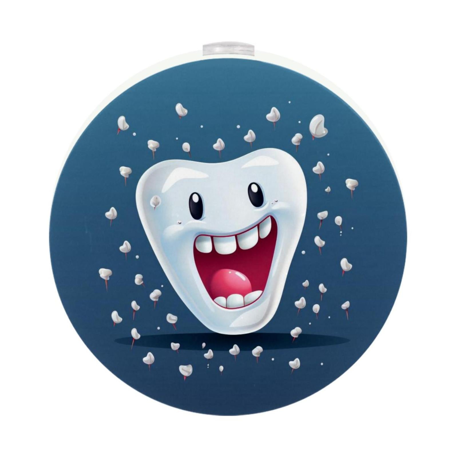 Tooth Led Round Night Light-2pcs, Dimmable Plug-in Mini Wall Lamp with ...