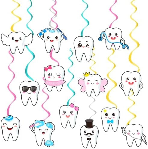 Tooth Party Hanging Swirls First Tooth Party Decoration 20Pcs Tooth ...
