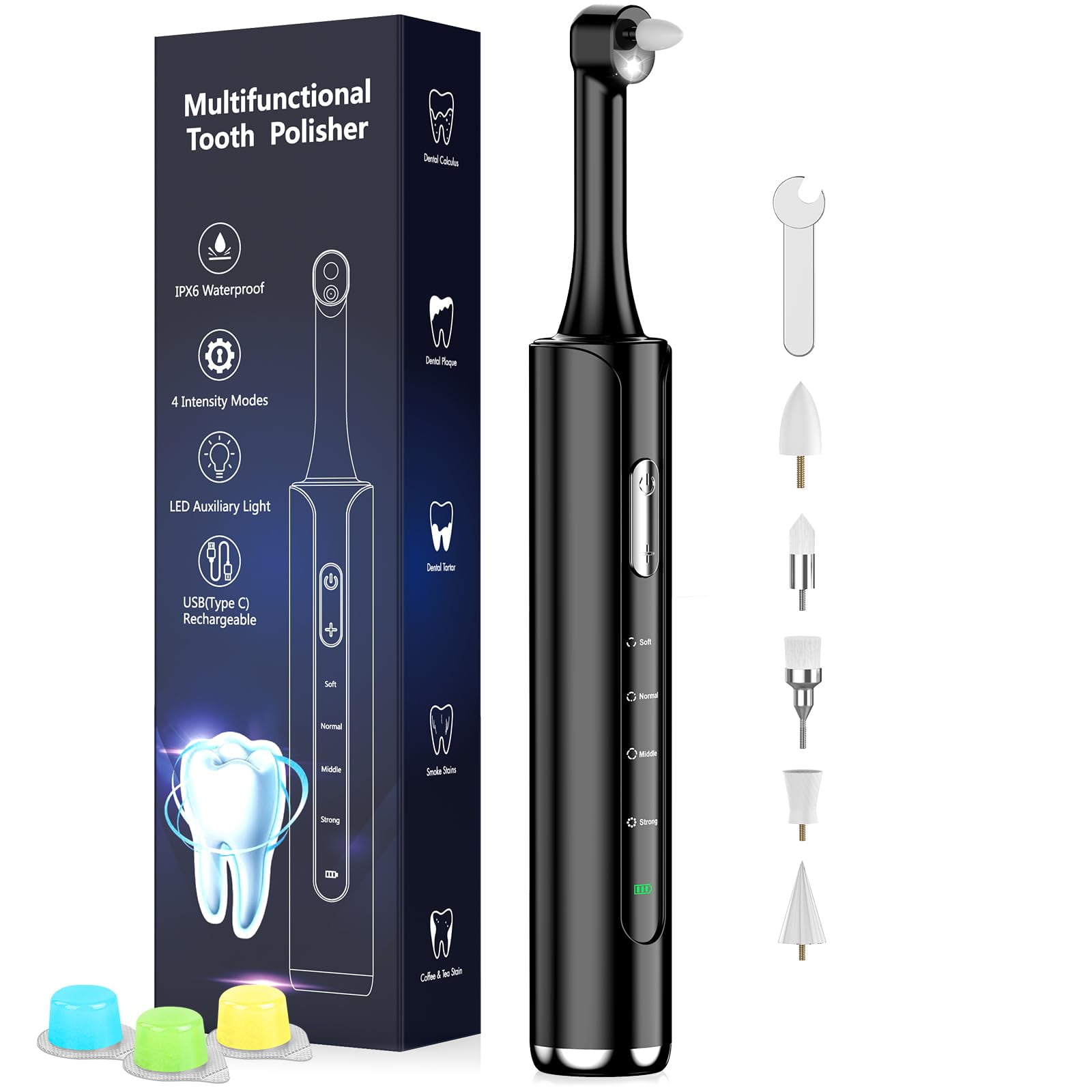 Tooth Polisher, Rechargeable Teeth MMF7 Polisher with 5 Brush Speed ...