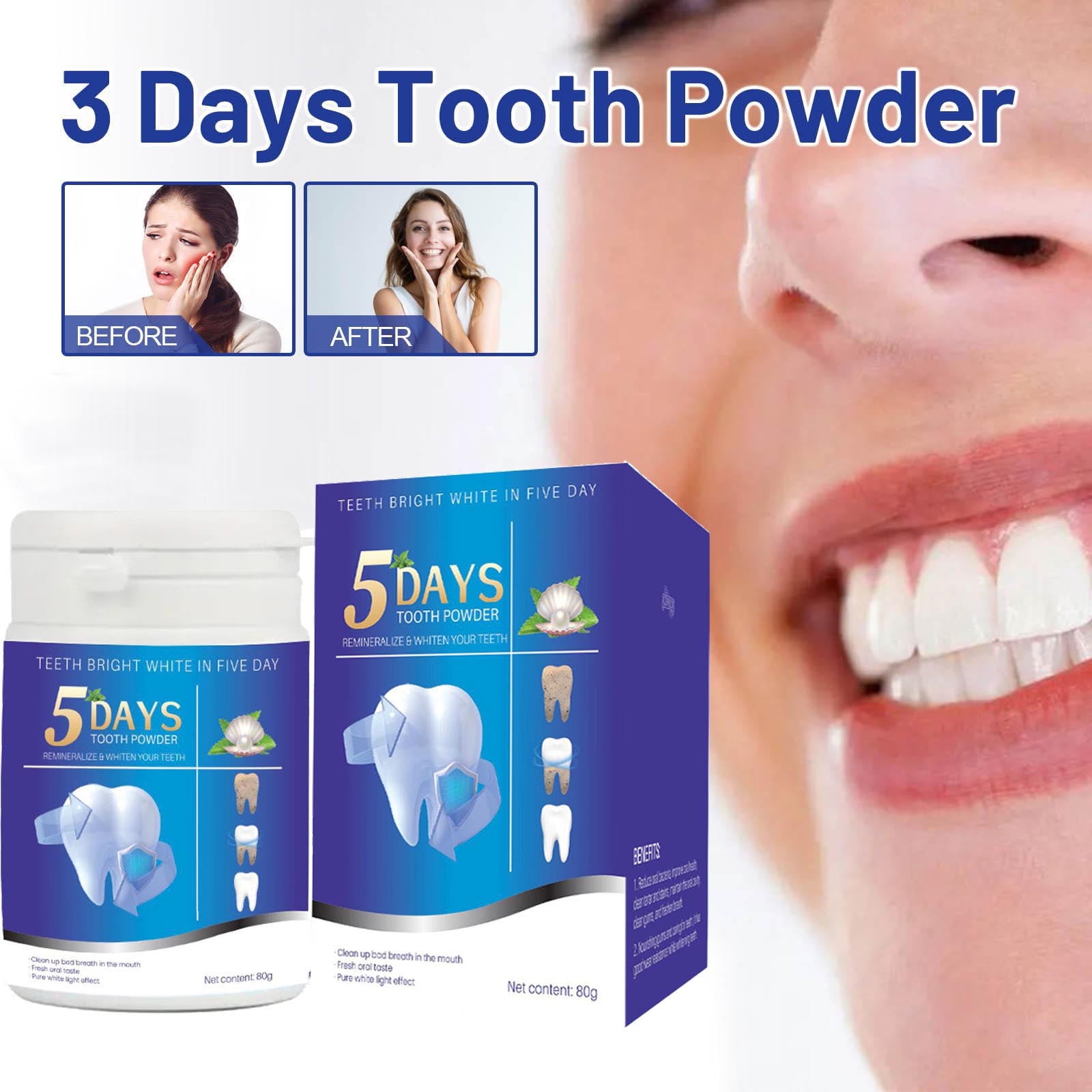 Tooth Powder,White Travel Toothpaste,Teeth white Powder Oral Hygiene ...