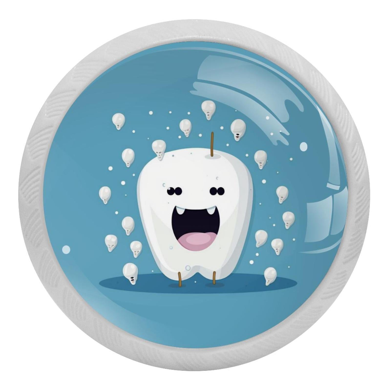 Tooth Round Glow-in-the-Dark Cabinet Knobs with Screws - 4 Pack ...