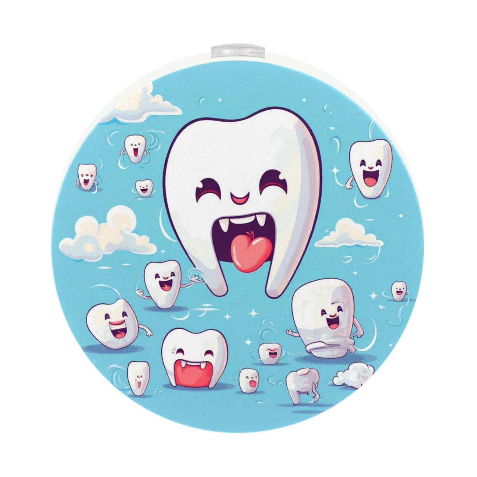 Tooth Round LED Night Light-2PCS Set for Bedroom, Bathroom, Kitchen ...