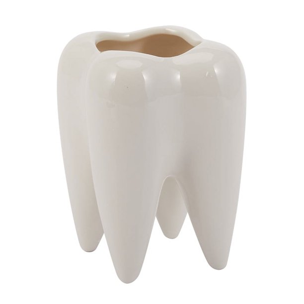 Tooth Shape White Ceramic Flower Pot Modern Design Planter Teeth Model ...