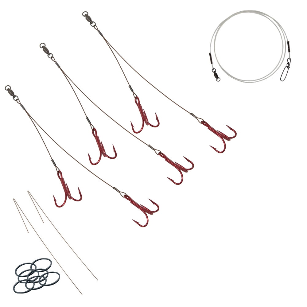 Tooth Shield Tackle 3 Pack Bleeding Musky Sucker Rig (175 lb) / Blood ...