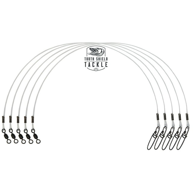 Tooth Shield Tackle 5 Pack 60 lb. 36" Premium Fluorocarbon Musky Leader ...