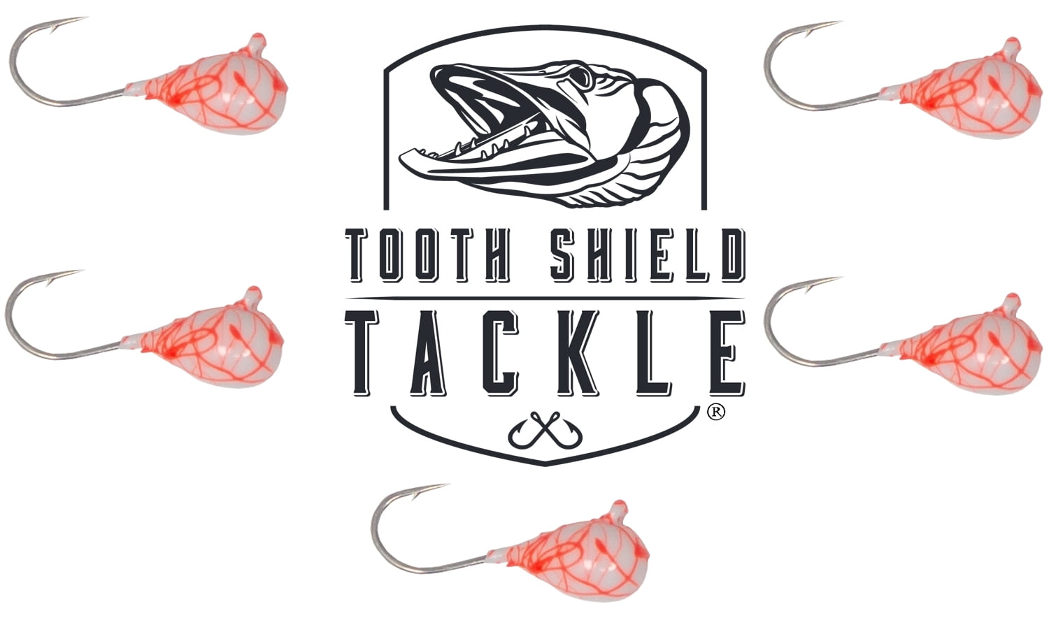 Tooth Shield Tackle UV Glow Tungsten Ice Fishing Jigs 5-Pack Crappie ...