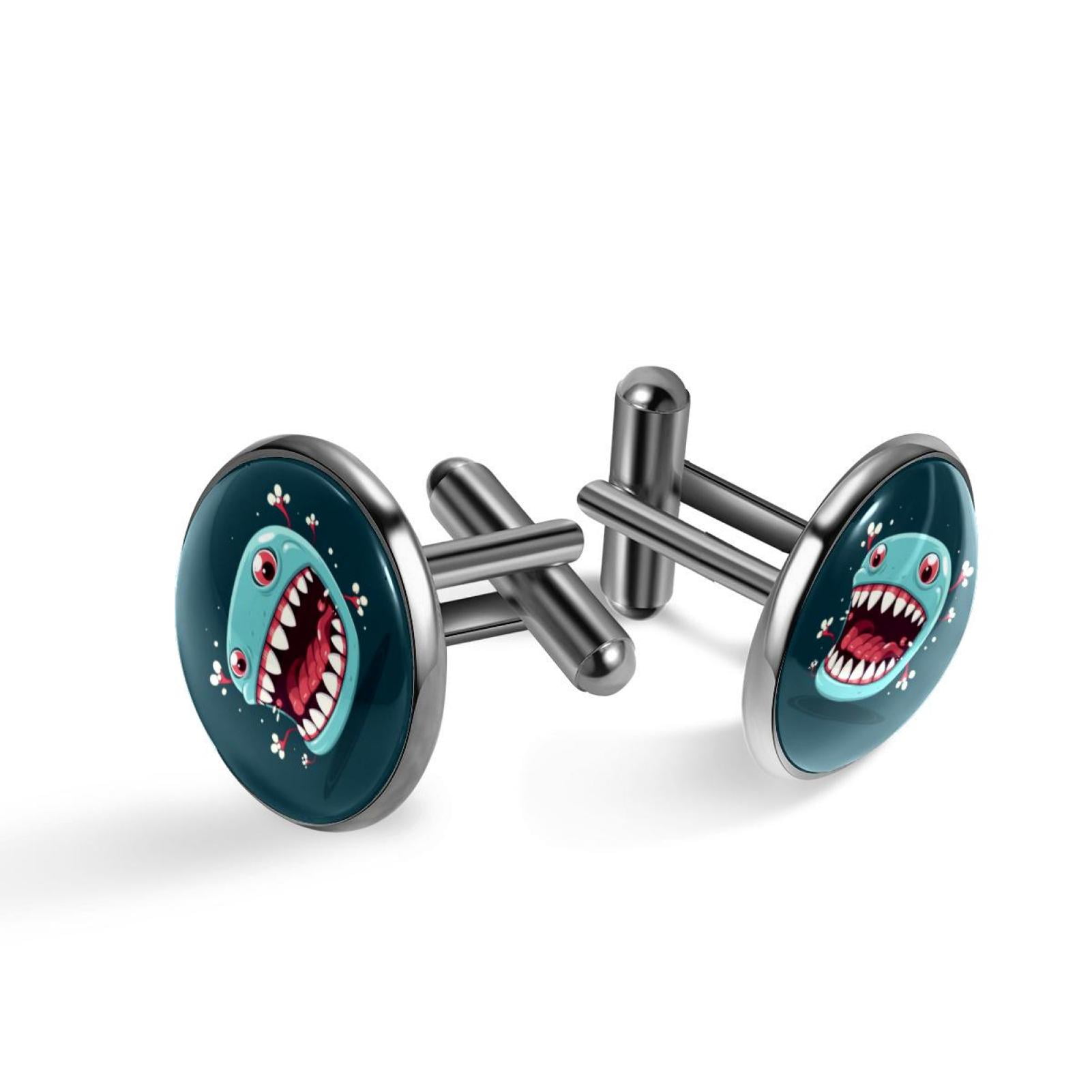Tooth Stylish Men's Cufflink Set in Silver Stainless Steel for Formal ...