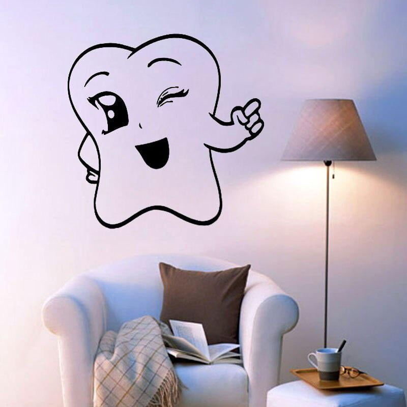 Tooth Wall Decals Cute Tooth Winking Wall Sticker Home Decor Bathroom ...
