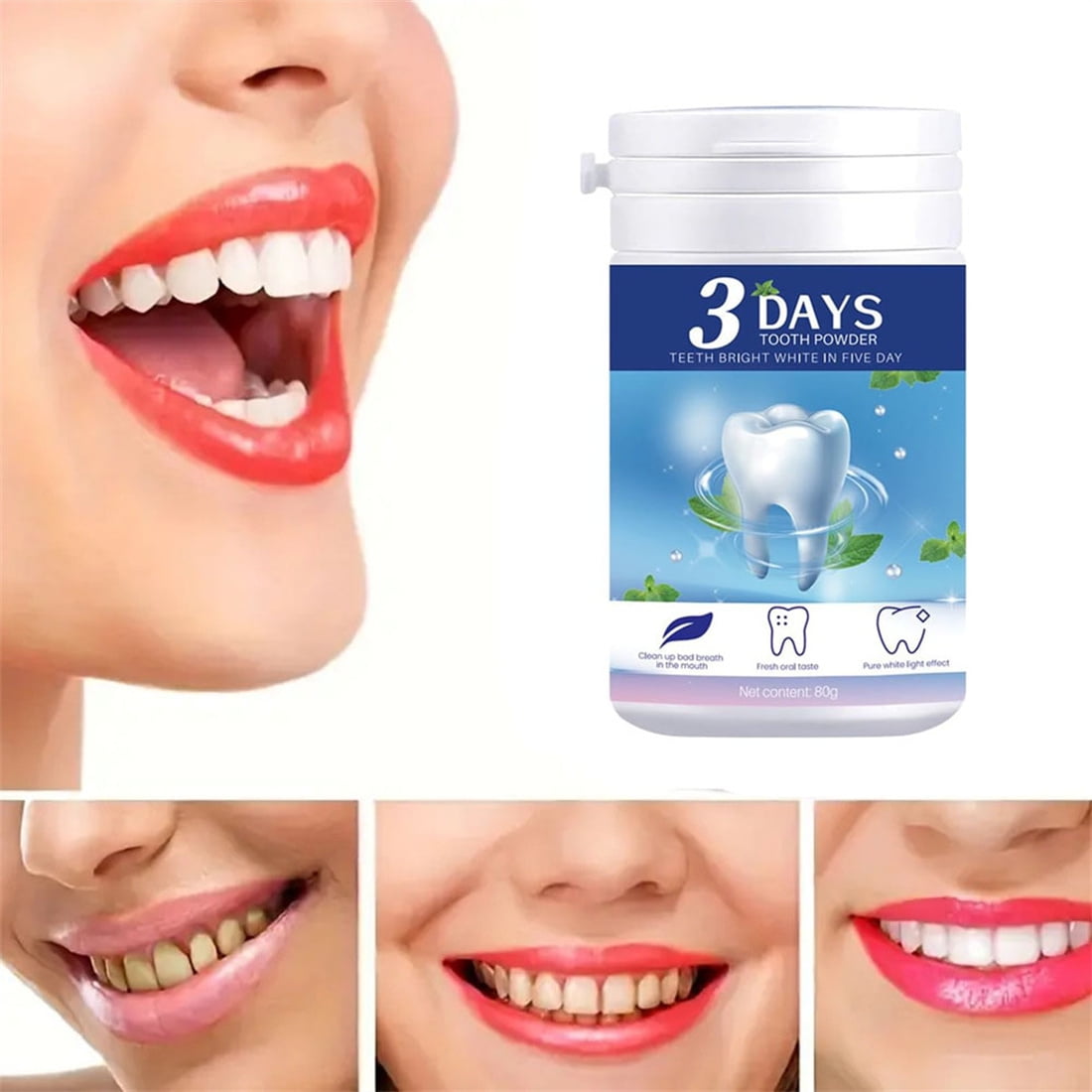 Tooth Whitening Powder,Pearl Spearmint Flavor - Natural Teeth Whitening ...